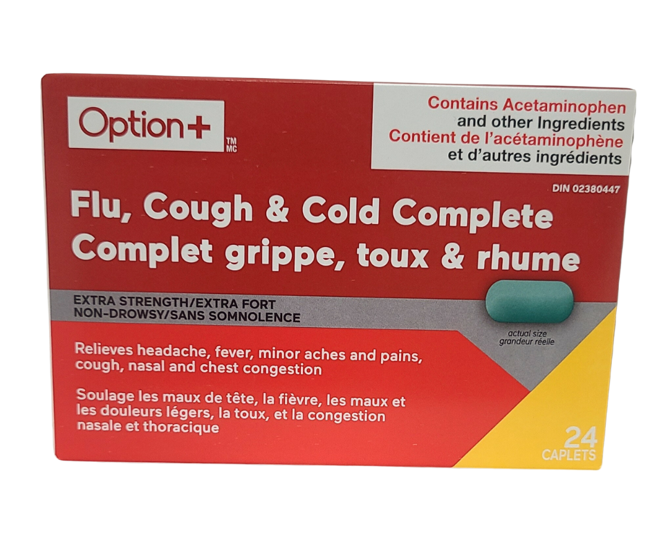 Option+ Flu, Cough & Cold Complete Extra Strength. 24 Caplets ...