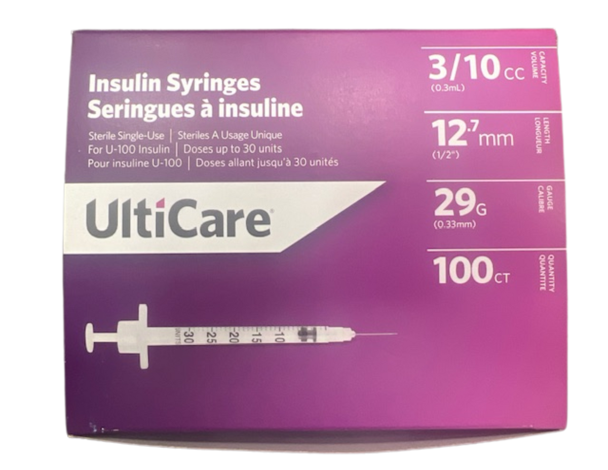 UltiCare Insulin Syringes 3/10cc 12.7mm 29G 100 Count – Pharmacy For Life