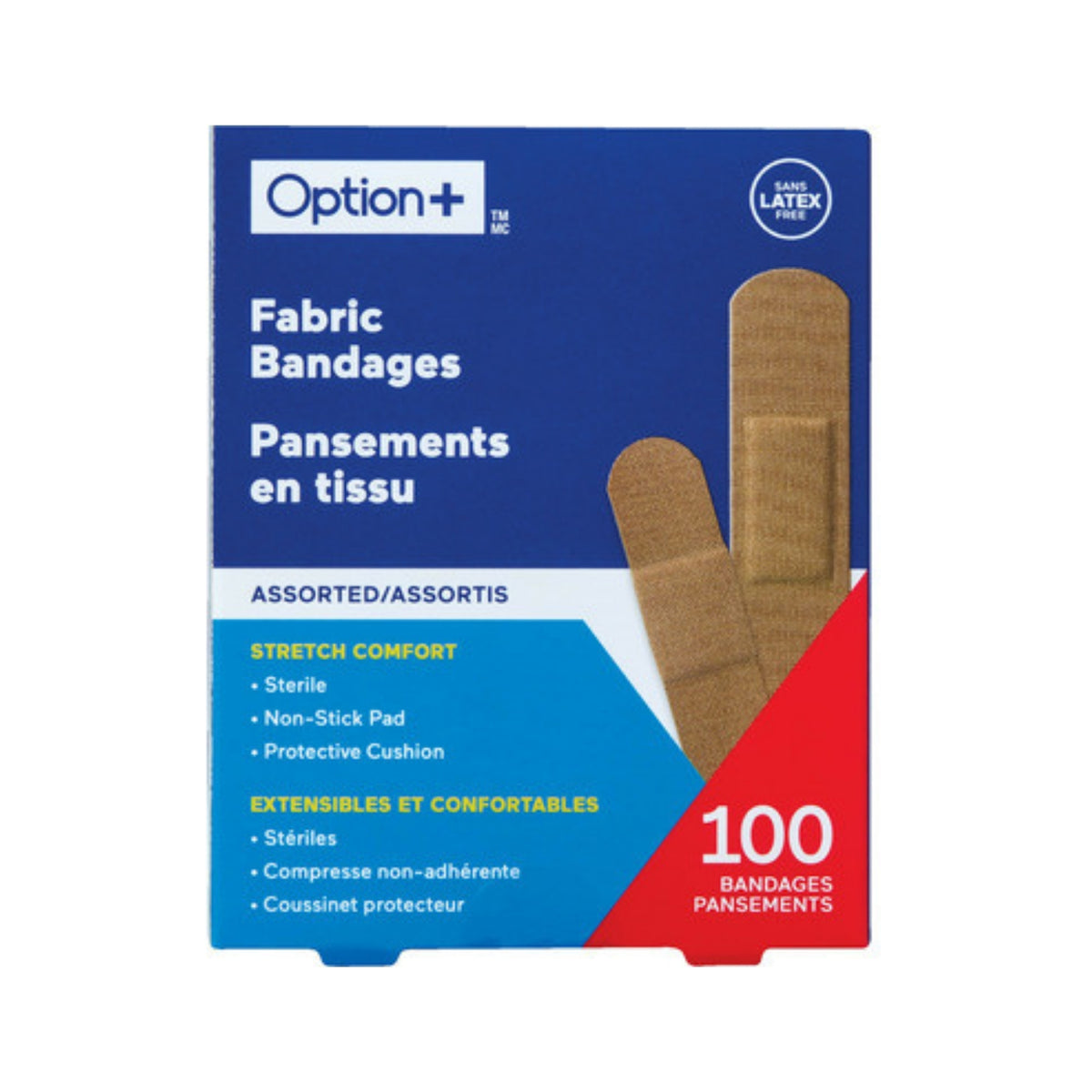 Option+ Fabric Bandages Assorted Latex Free 100 Bandages – Pharmacy For ...