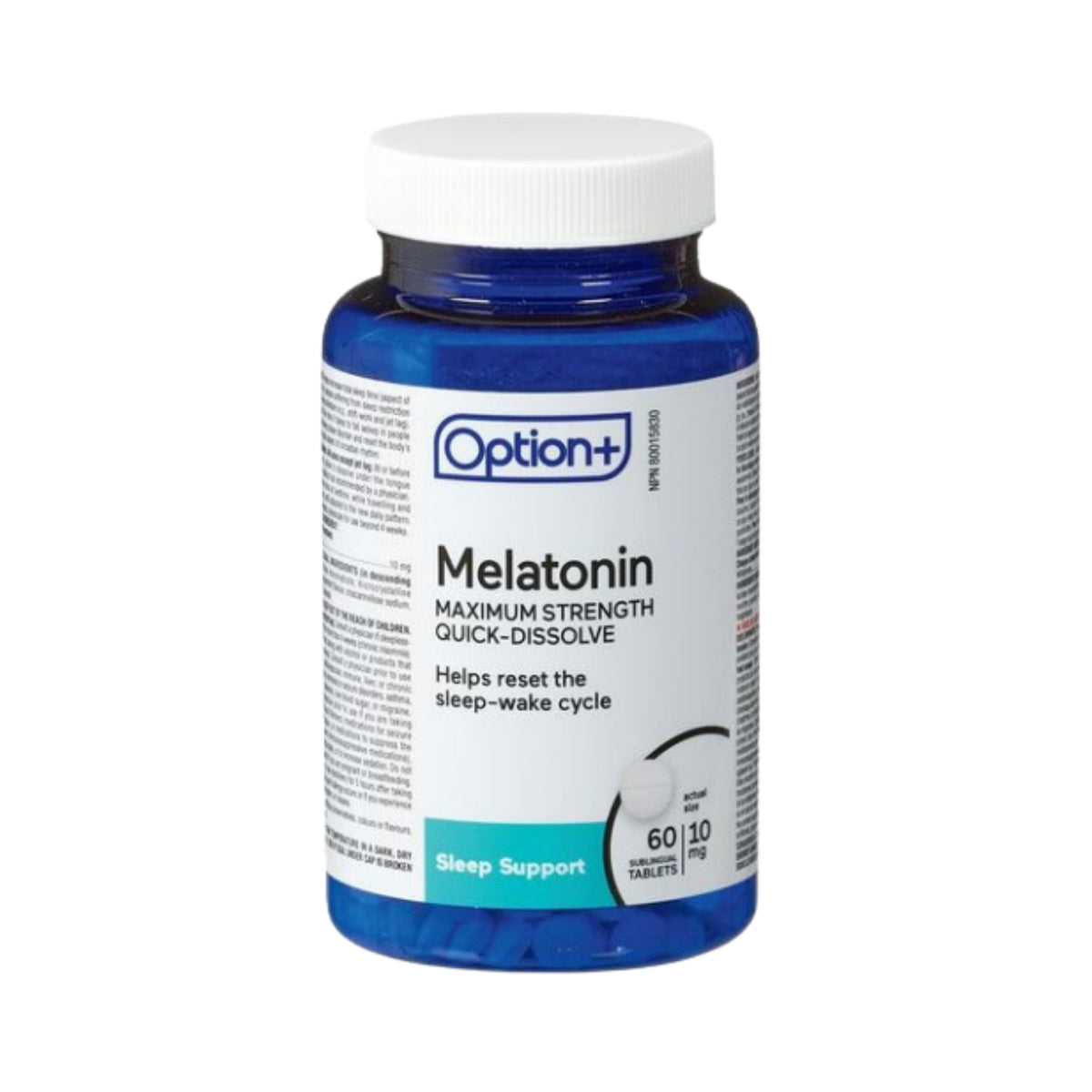 Option+ Melatonin Maximum Strength Quick-Dissolve 10mg 60 Tablets ...