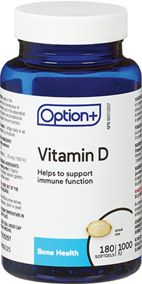 Option+ Vitamin D 1000IU 180 Softgels – Pharmacy For Life
