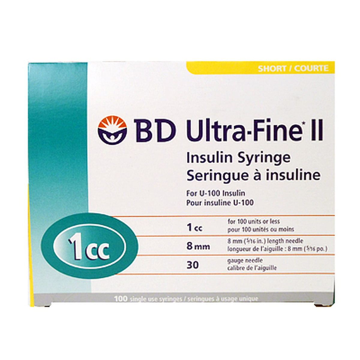 BD Ultra-Fine II Insulin Syringe 1ml 8mm 30G 100 Count – Pharmacy For Life